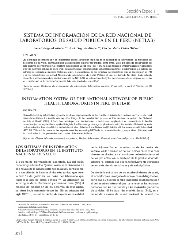 (PDF) Sistema de información de la red nacional de laboratorios de ...