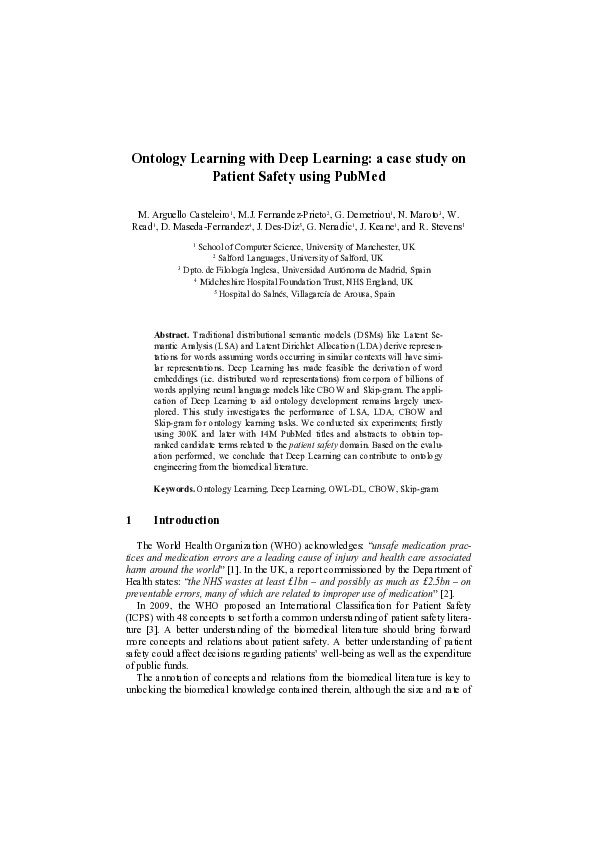 (PDF) Ontology Learning with Deep Learning: a Case Study on Patient Safety Using PubMed | Goran ...