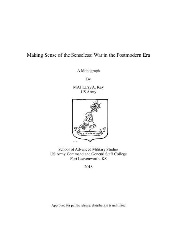 Making sense of the senseless: war in the postmodern era