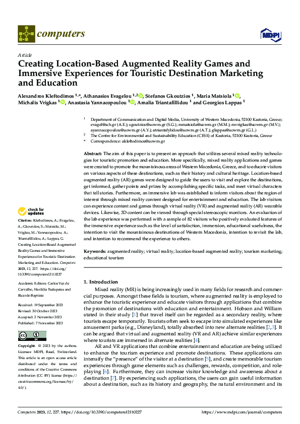 (PDF) Creating Location-Based Augmented Reality Games and Immersive Experiences for Touristic ...