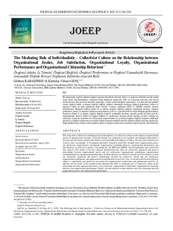 (PDF) The Mediating Role of Individualistic – Collectivist Culture on the Relationship between ...