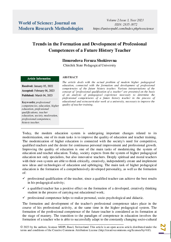(PDF) Trends in the Formation and Development of Professional Competences of a Future History ...