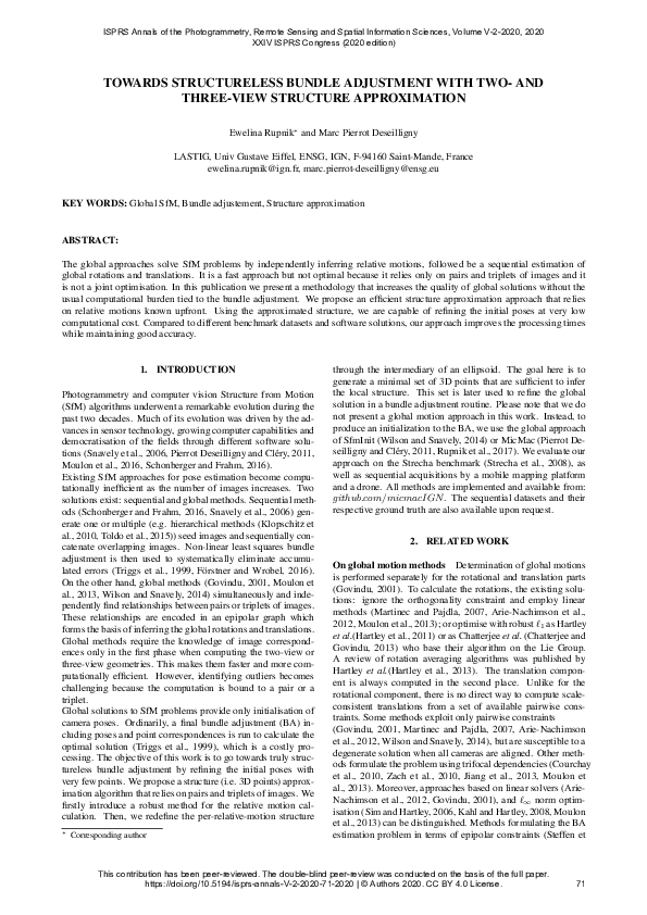 (PDF) Towards Structureless Bundle Adjustment with Two- and Three-View ...