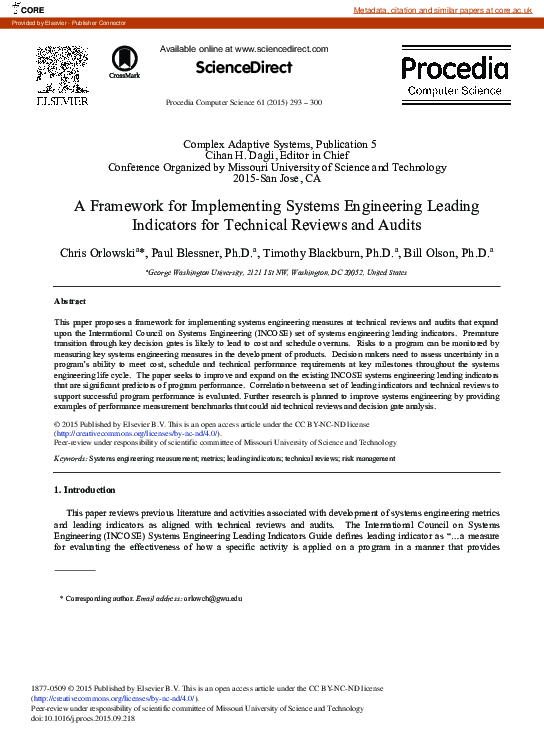 (PDF) A Framework for Implementing Systems Engineering Leading ...