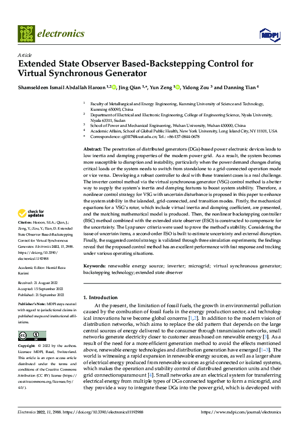 (PDF) Extended State Observer Based-Backstepping Control for Virtual ...