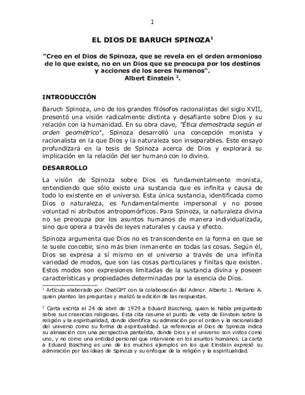 (DOC) EL DIOS DE BARUCH SPINOZA