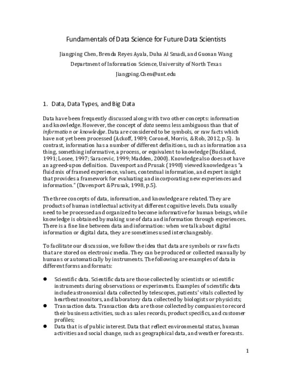 (PDF) Fundamentals of Data Science for Future Data Scientists