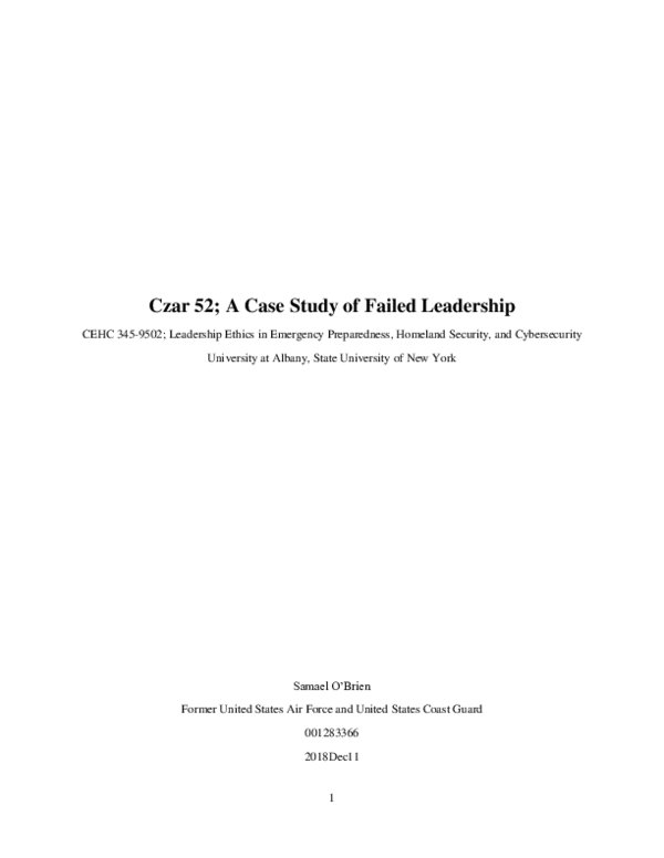 (PDF) Czar 52; A Case Study of Failed Leadership