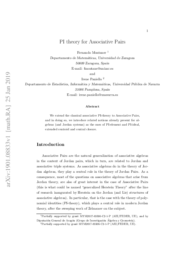 (PDF) PI theory for Associative Pairs