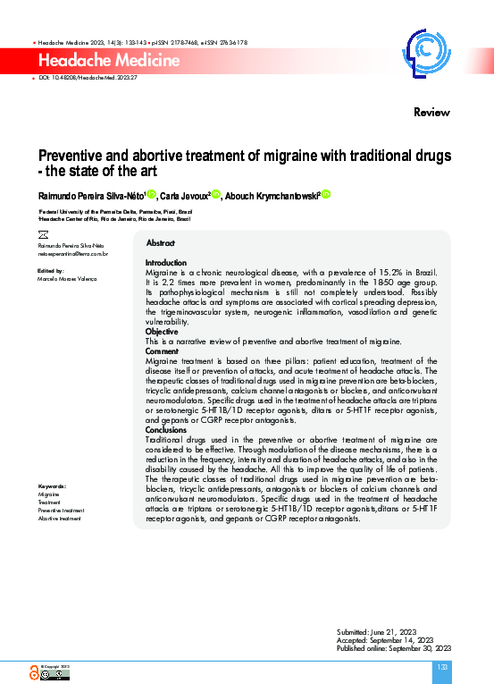 (PDF) Preventive and abortive treatment of migraine with traditional ...