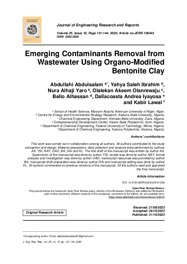 (PDF) Emerging Contaminants Removal from Wastewater Using Organo ...