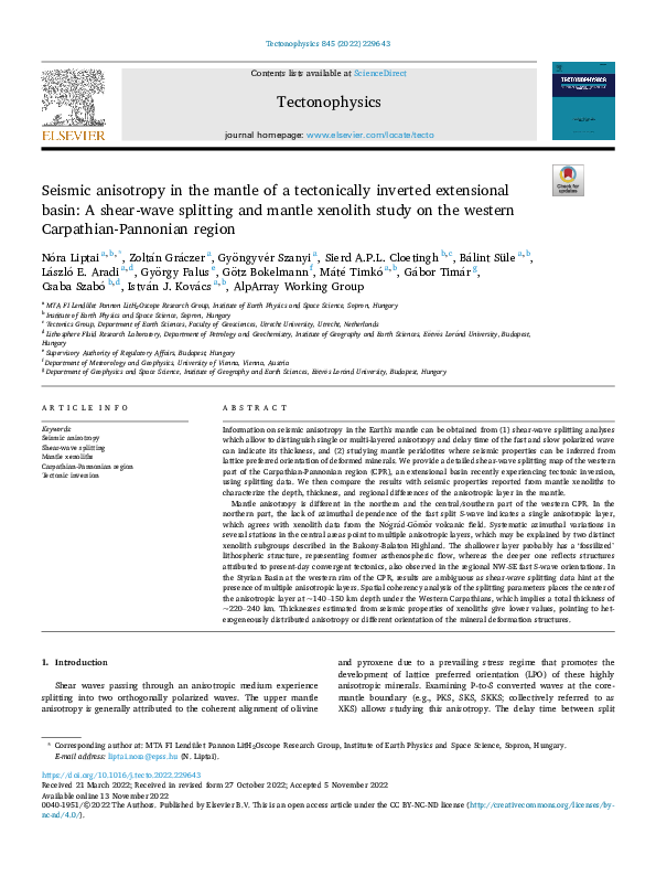 (PDF) Seismic anisotropy in the mantle of a tectonically inverted ...