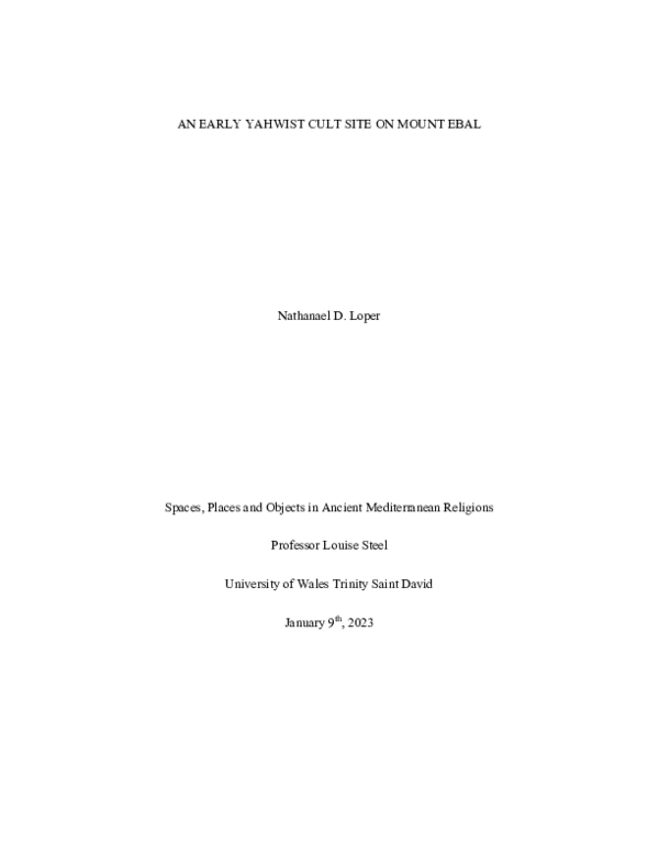 (PDF) AN EARLY YAHWIST CULT SITE ON MOUNT EBAL
