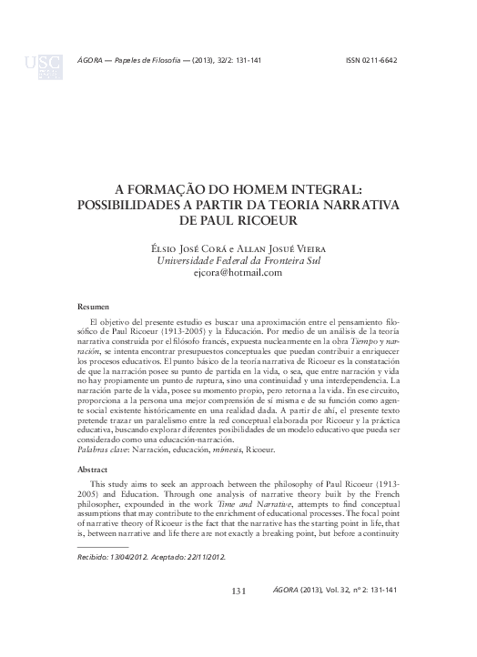(PDF) A formação do homem integral: possibilidades a partir da teoría ...