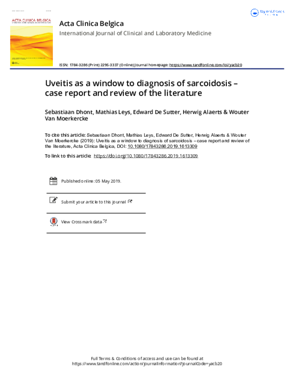 (PDF) Uveitis as a window to diagnosis of sarcoidosis – case report and ...