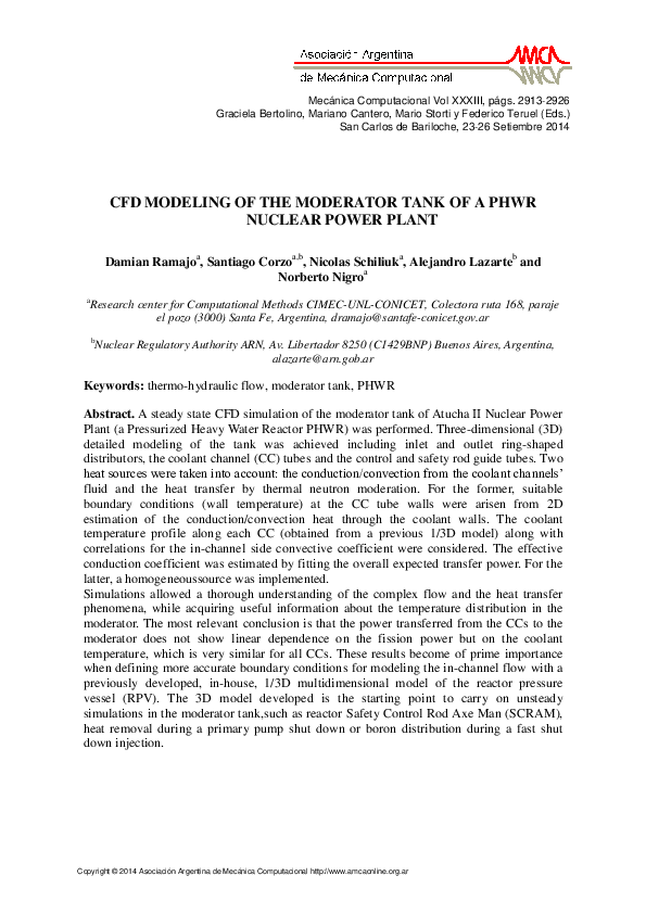 (PDF) CFD Modeling of the Moderator Tank of a PHWR Nuclear Power Plant