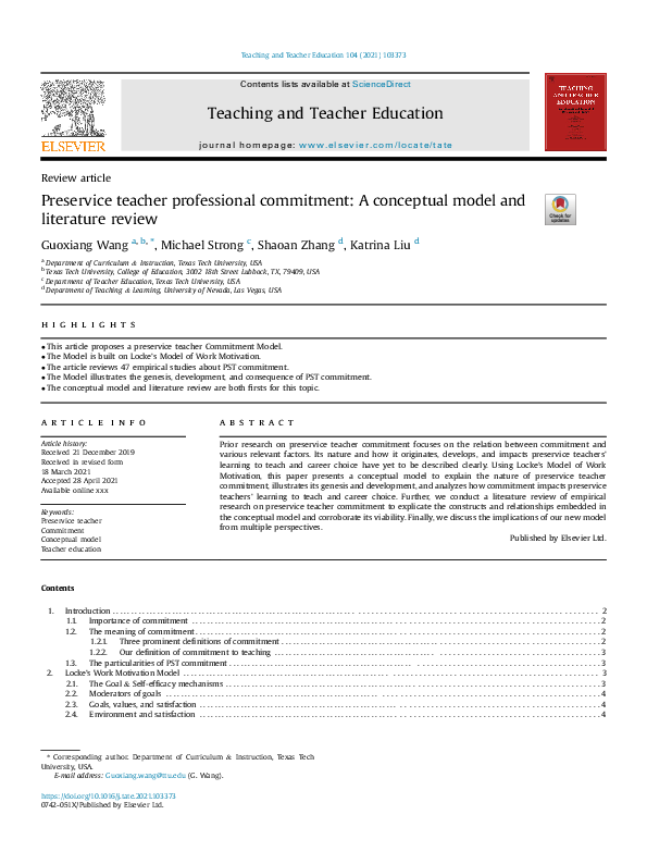 (PDF) Preservice teacher professional commitment: A conceptual model ...