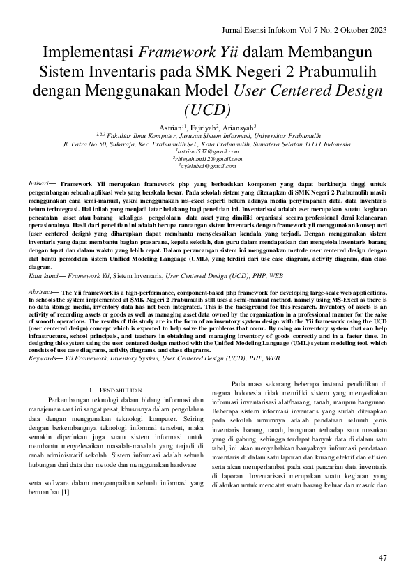 (PDF) Implementasi Framework Yii dalam Membangun Sistem Inventaris pada ...