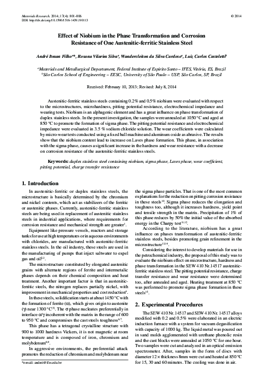 (PDF) Effect of niobium in the phase transformation and corrosion ...