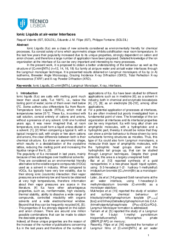 (PDF) Ionic Liquids at air-water Interfaces