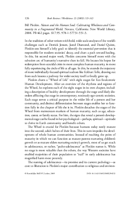 (PDF) Nature and the Human Soul: Cultivating Wholeness and Community in ...