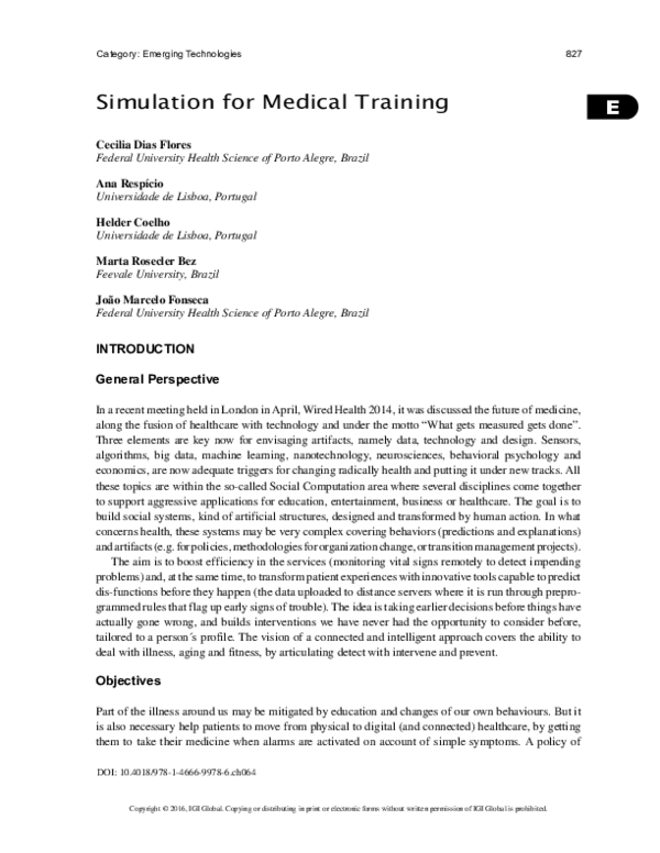 (PDF) Simulation for Medical Training