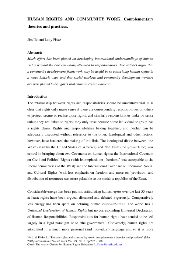 (PDF) Human rights and community work