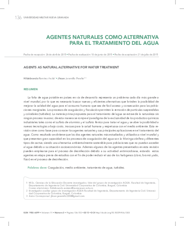 (PDF) Agentes Naturales como Alternativa para el Tratamiento del Agua