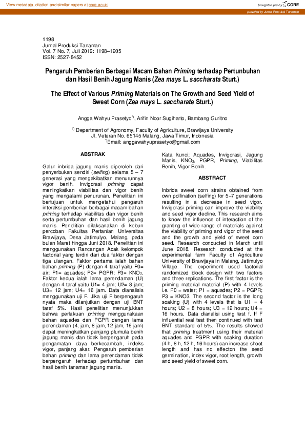 (PDF) Pengaruh Pemberian Berbagai Macam Bahan Priming terhadap ...