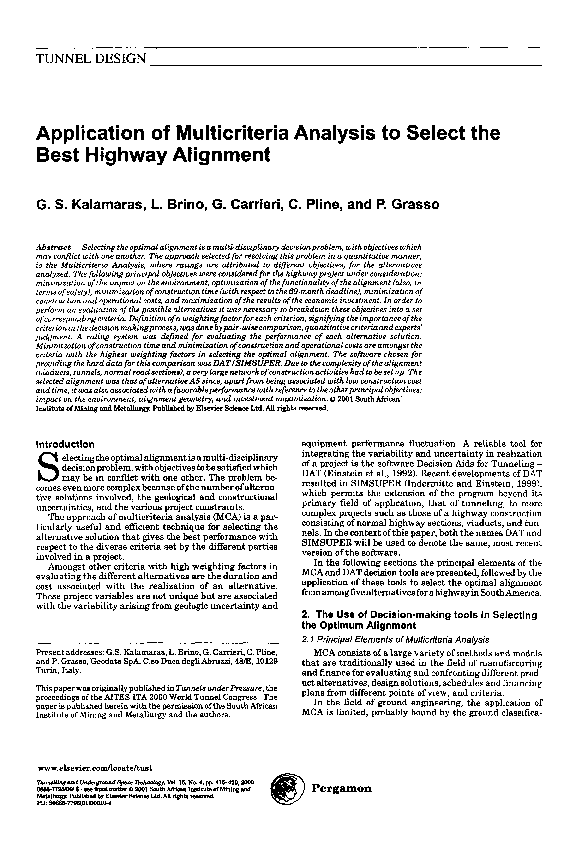 (PDF) Application of Multicriteria Analysis to select the best highway alignment