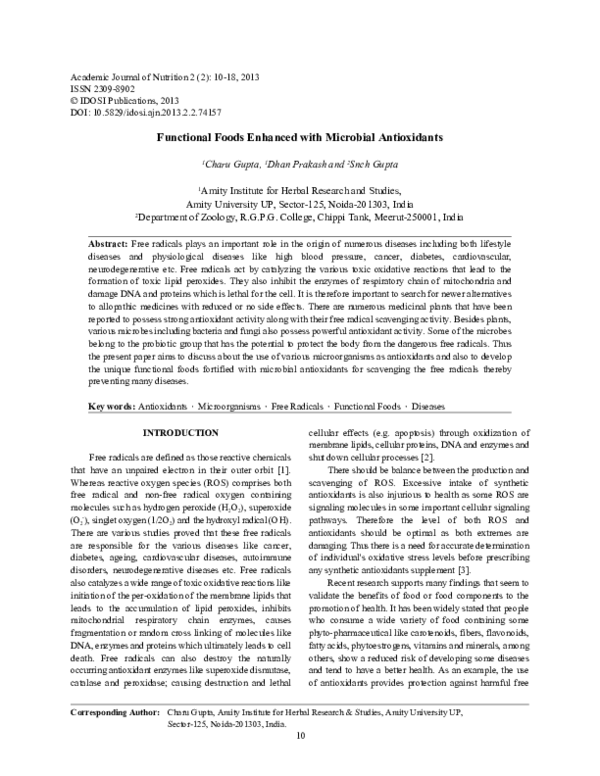 (PDF) Functional Foods Enhanced with Microbial Antioxidants
