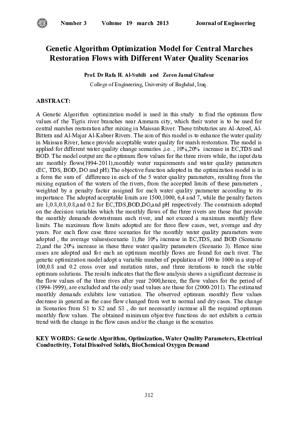 (PDF) Genetic Algorithm Optimization Model for Central Marches Restoration Flows with Different ...