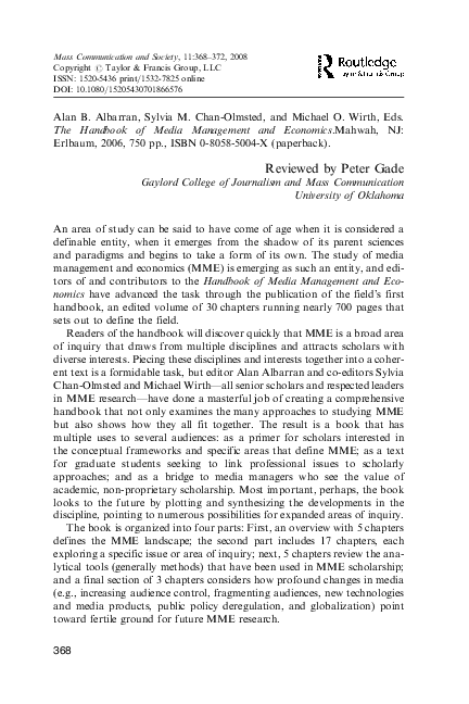 (PDF) A Review of: “Alan B. Albarran, Sylvia M. Chan-Olmsted, and ...