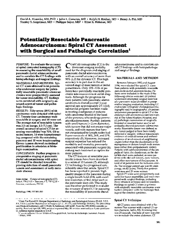 (PDF) Potentially resectable pancreatic adenocarcinoma: spiral CT ...