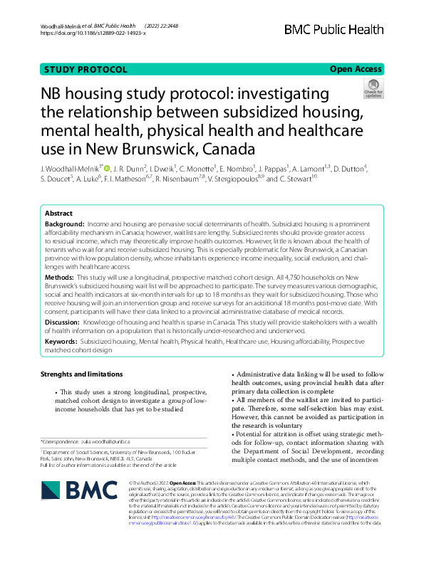 (PDF) NB housing study protocol: investigating the relationship between ...