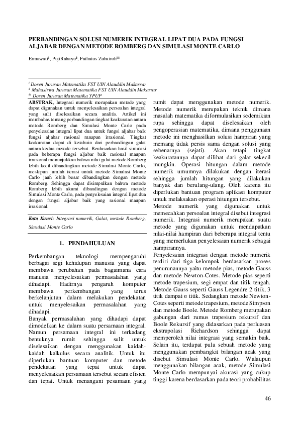 (PDF) Perbandingan Solusi Numerik Integral Lipat Dua Pada Fungsi ...