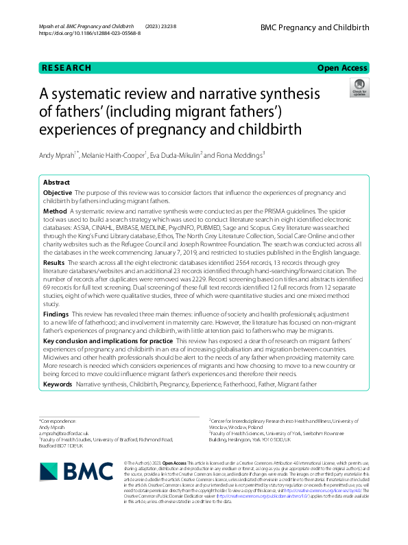 (PDF) A systematic review and narrative synthesis of fathers ...