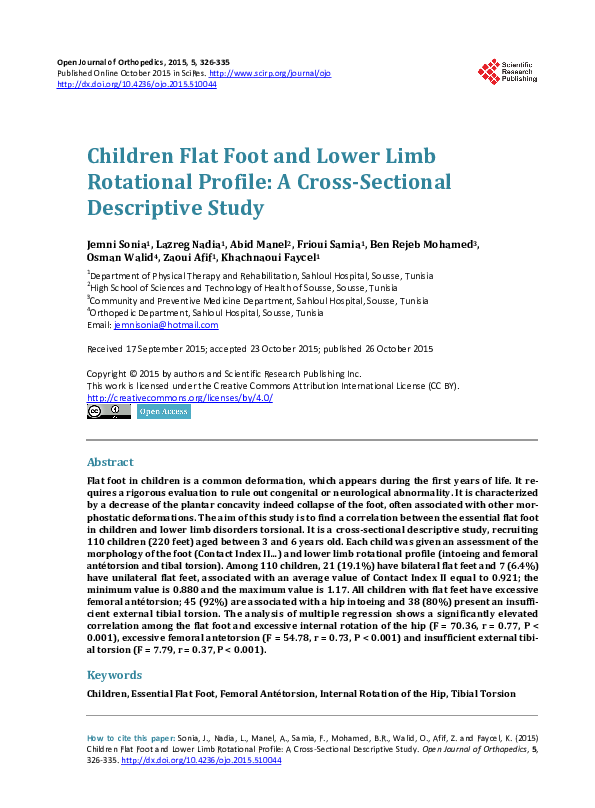 (PDF) Children Flat Foot and Lower Limb Rotational Profile: A Cross-Sectional Descriptive Study
