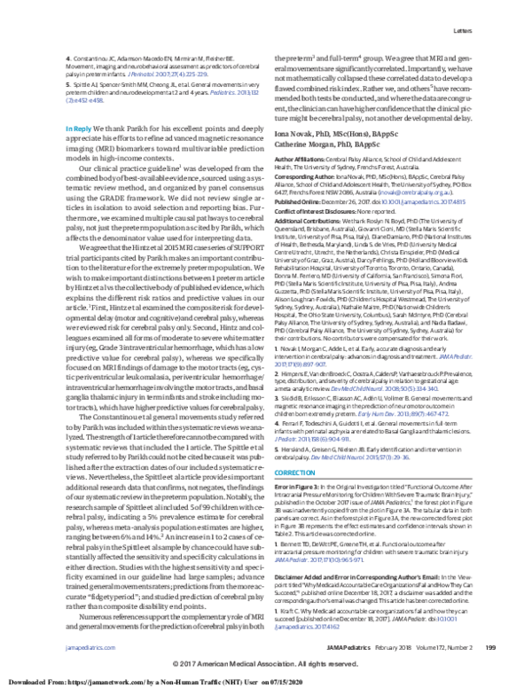 (PDF) Are Structural Magnetic Resonance Imaging and General Movements Assessment Sufficient for ...