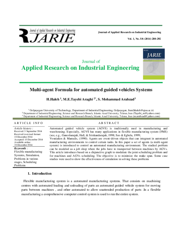 (PDF) Multi-agent Formula for Automated Guided Vehicles Systems