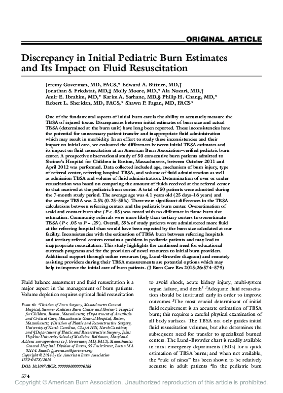 (PDF) Discrepancy in Initial Pediatric Burn Estimates and Its Impact on ...