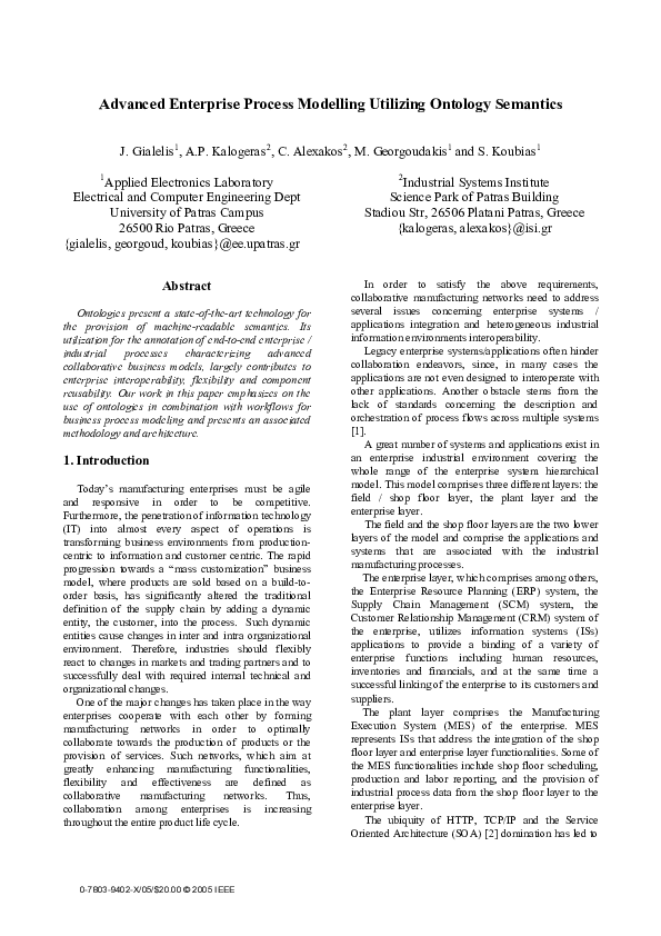 (PDF) Advanced Enterprise Process Modelling Utilizing Ontology Semantics