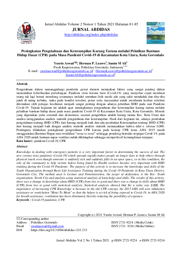 (PDF) Peningkatan Pengetahuan dan Keterampilan Karang Taruna melalui ...