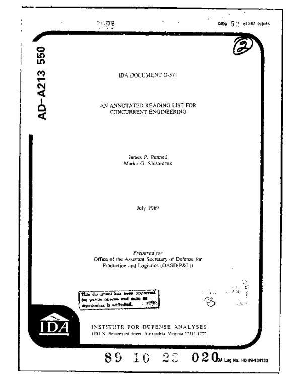 (PDF) Annotated Reading List for Concurrent Engineering