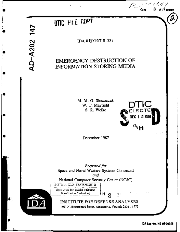 (PDF) Emergency Destruction of Information Storing Media