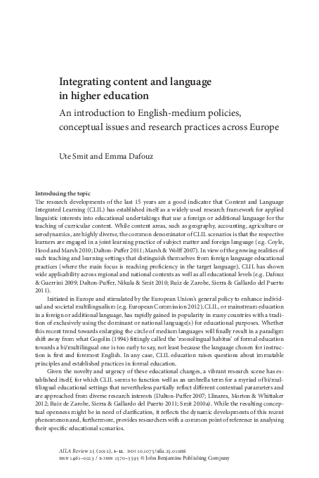 (PDF) Integrating content and language in higher education
