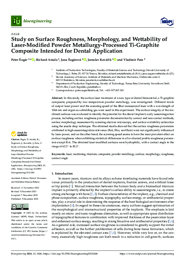 (PDF) Study on Surface Roughness, Morphology, and Wettability of Laser-Modified Powder ...