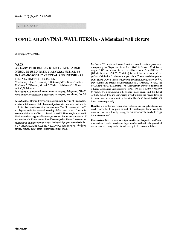 (PDF) Topic: Abdominal Wall Hernia — Abdominal wall closure