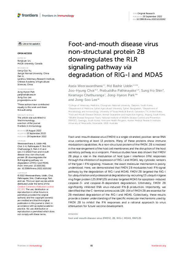 (PDF) Foot-and-mouth disease virus non-structural protein 2B ...