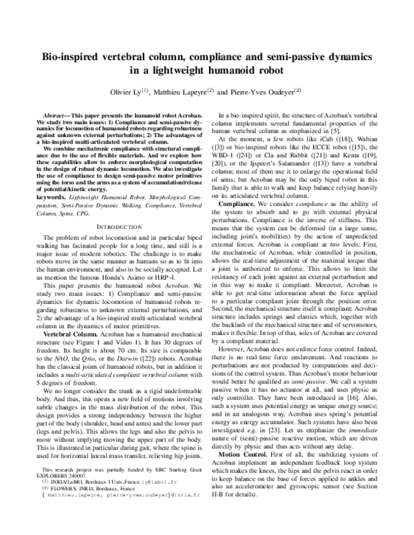 (PDF) Bio-inspired vertebral column, compliance and semi-passive ...